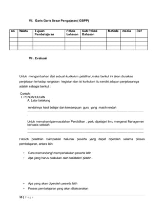 Panduan model desain pelatihan pendidikan | DOCX