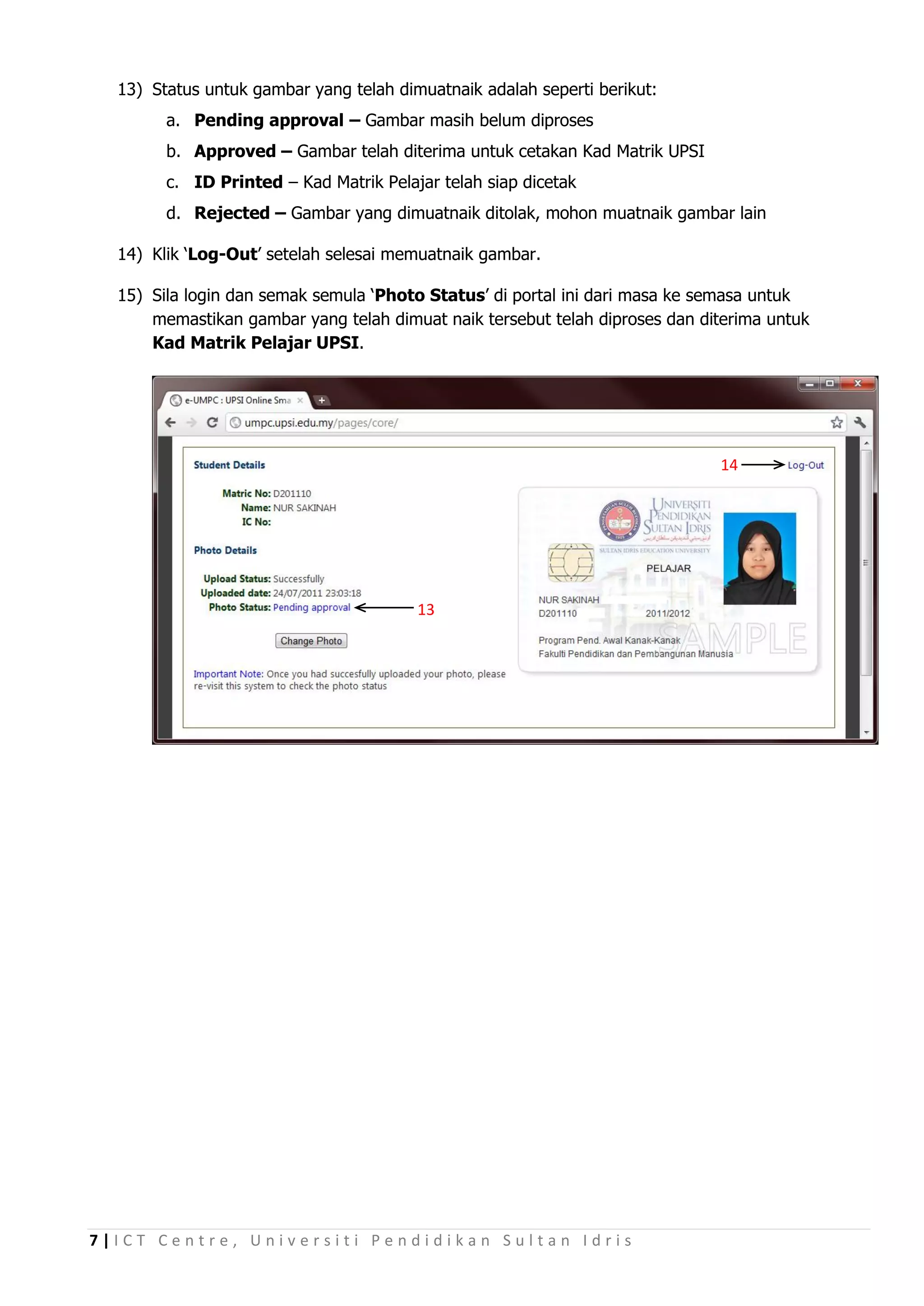 Panduan Muat Naik Gambar Kad Matrik | PDF