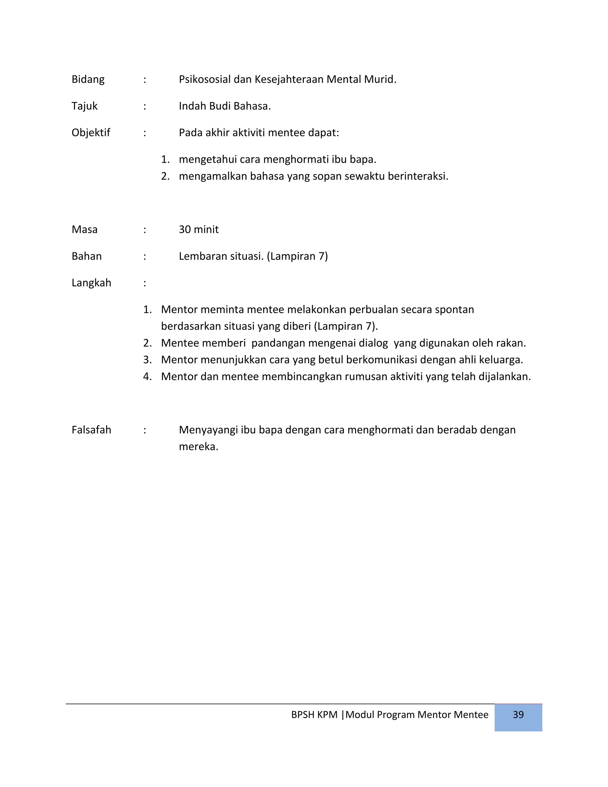 Panduan pelaksanaan dan modul program mentor mentee di sekolah | PDF