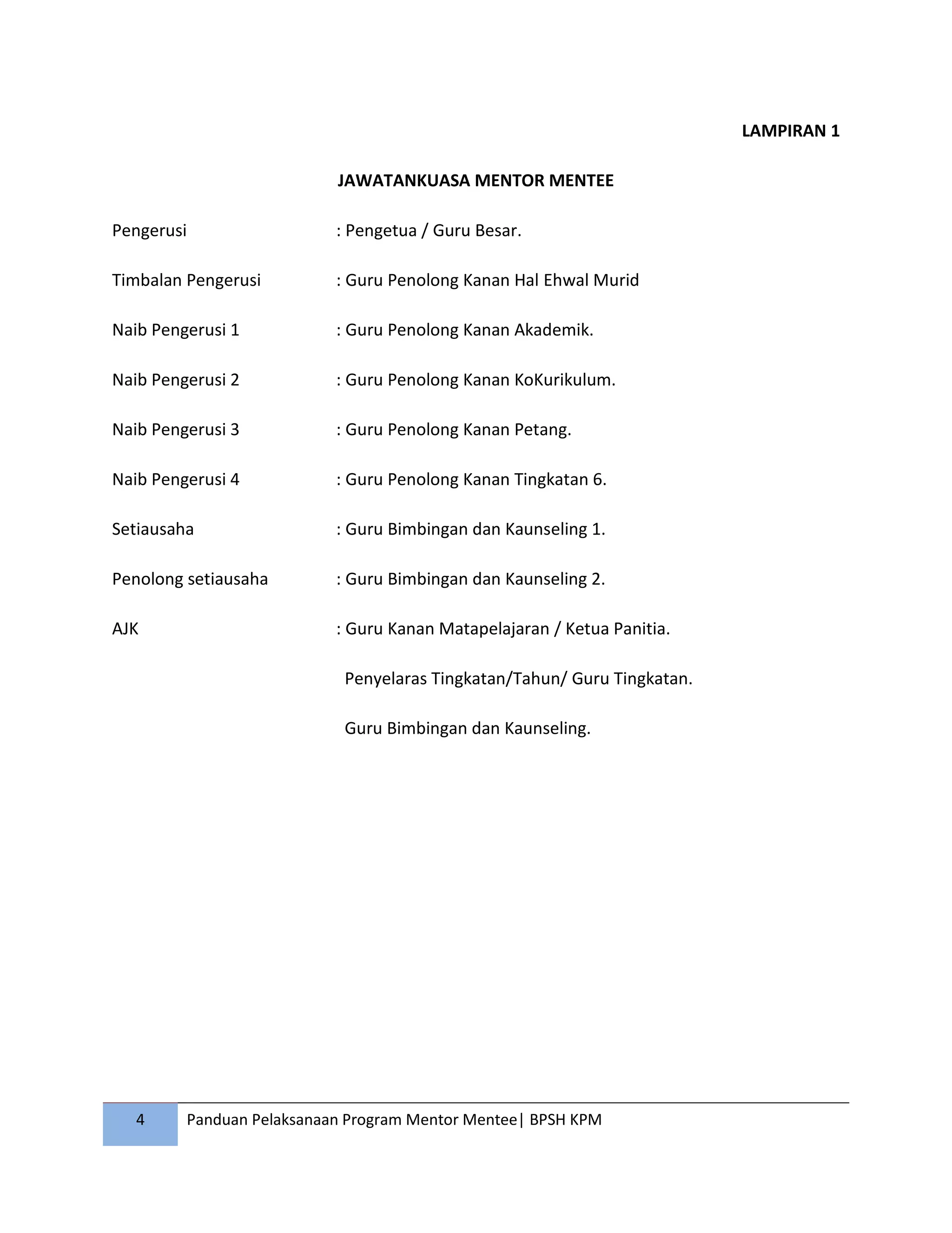 Panduan pelaksanaan dan modul program mentor mentee di sekolah | PDF