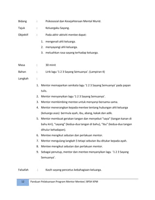 Panduan pelaksanaan dan modul program mentor mentee di sekolah | PDF