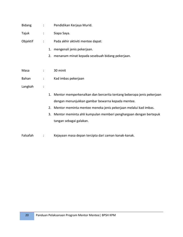 Panduan pelaksanaan dan modul program mentor mentee di sekolah | PDF