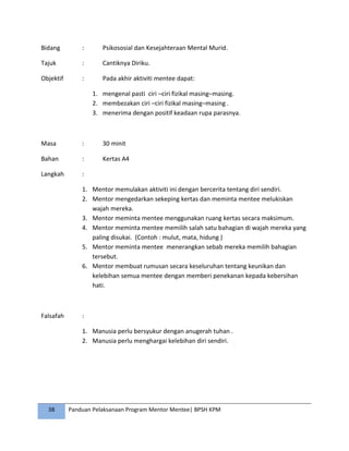 Panduan pelaksanaan dan modul program mentor mentee di sekolah | PDF