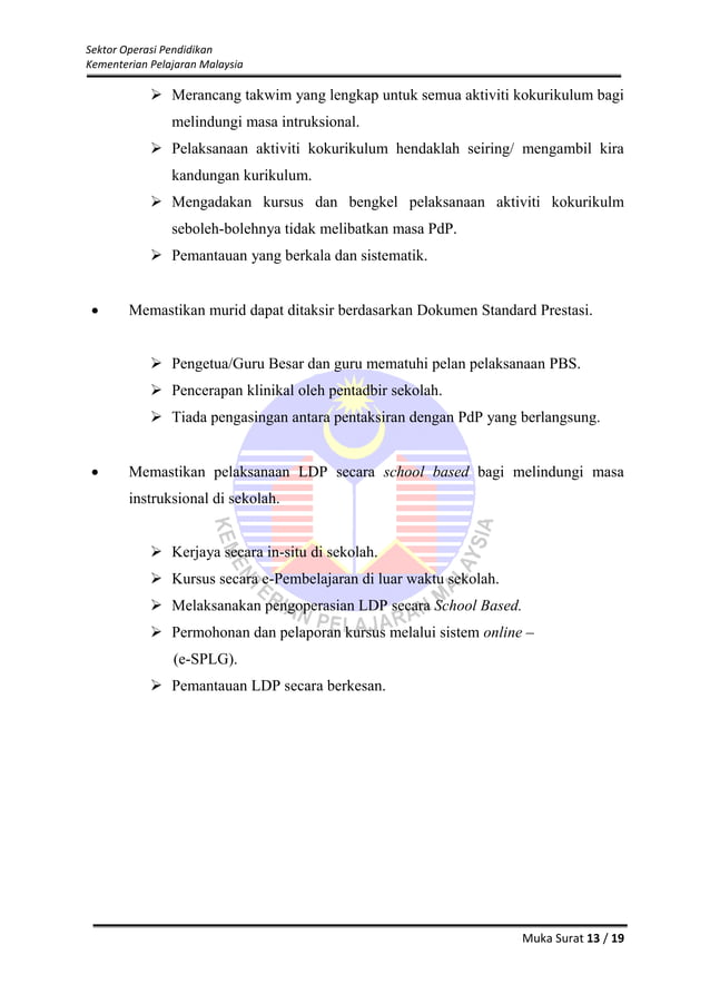Panduan pelaksanaan melindungi masa instruksional | PDF
