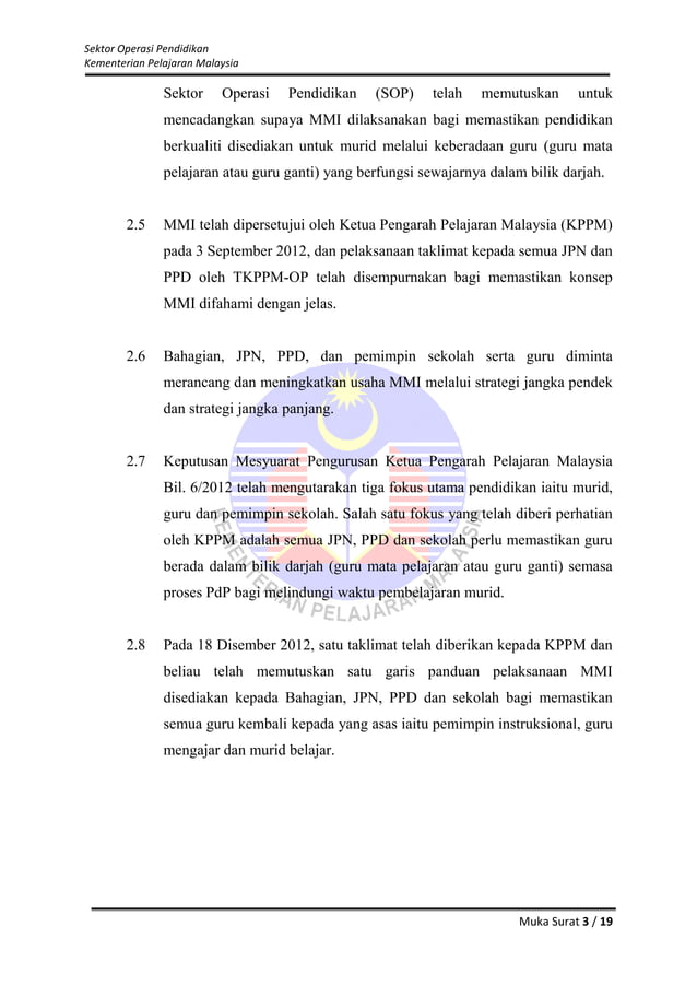 Panduan pelaksanaan melindungi masa instruksional | PDF