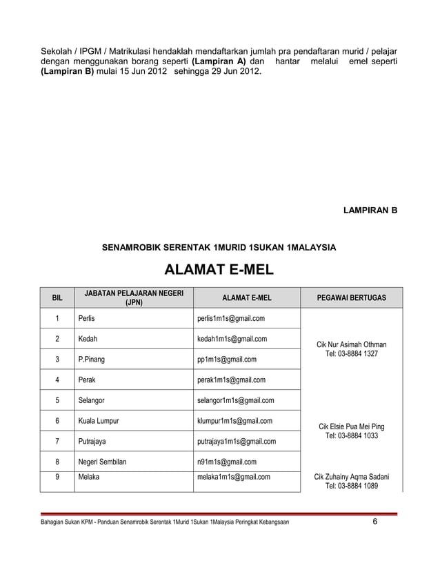 Panduan pelaksanaan senamrobik 1 m1s 1malaysia 2012 | DOC