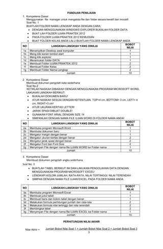 Panduan pelaksanaan tes ujian praktek | DOCX