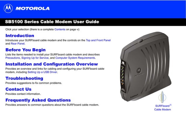 Panduan pelanggan fast net cable modem motorola sb5101 | PPT