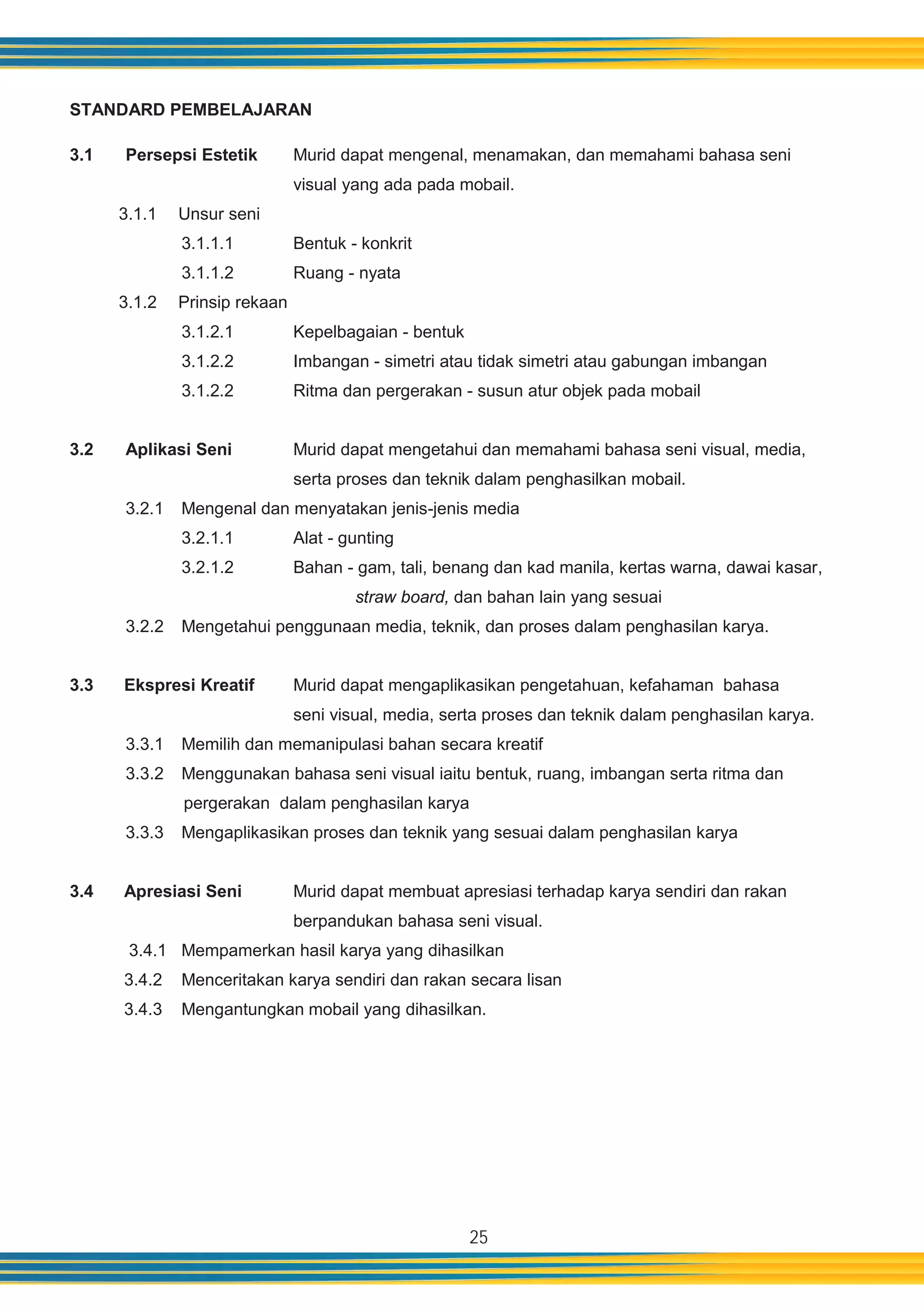 Panduan pengajaran dunia seni visual tahun 3 | PDF