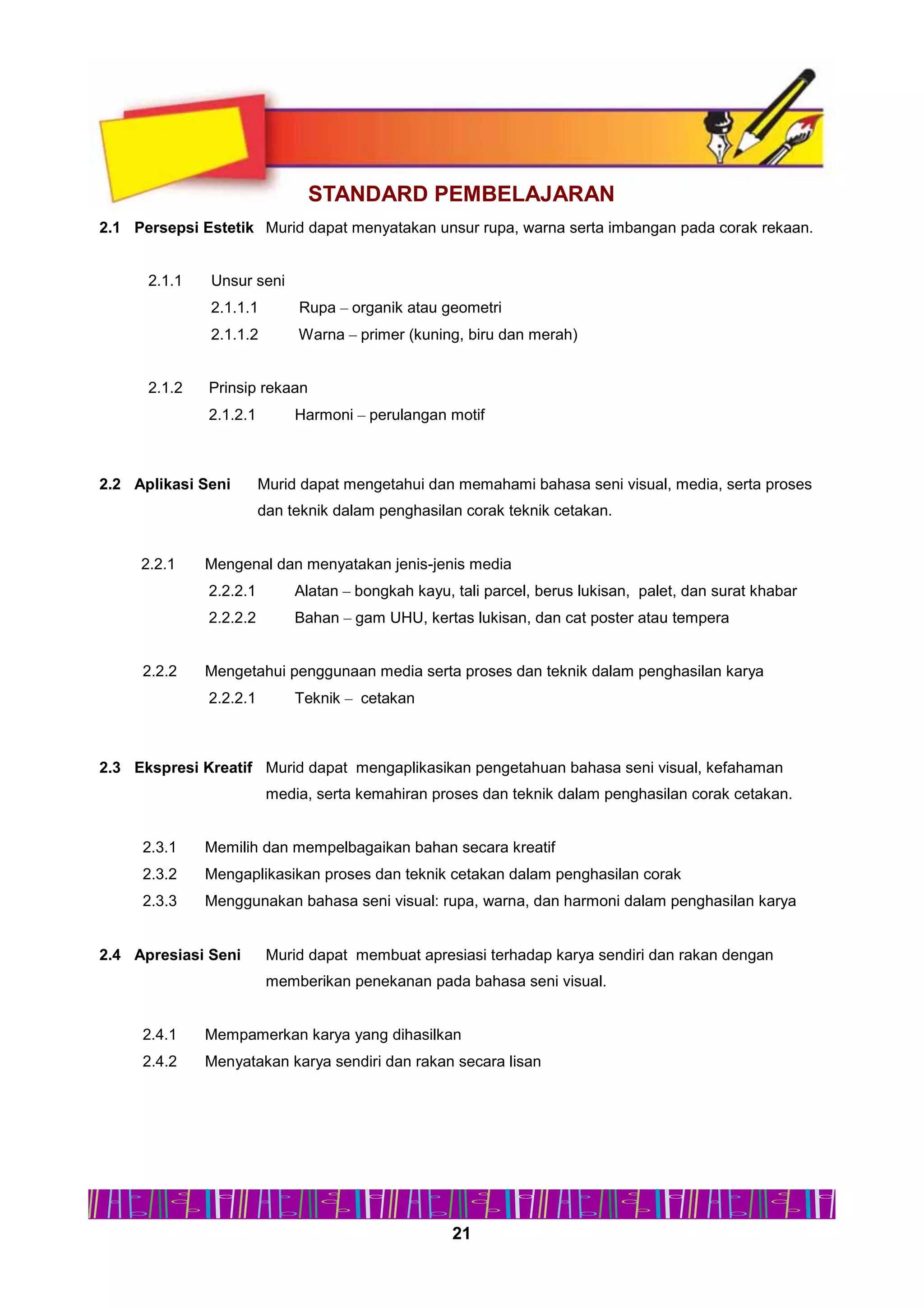 Buku Panduan pengajaran dunia seni visual thn 2 | PDF
