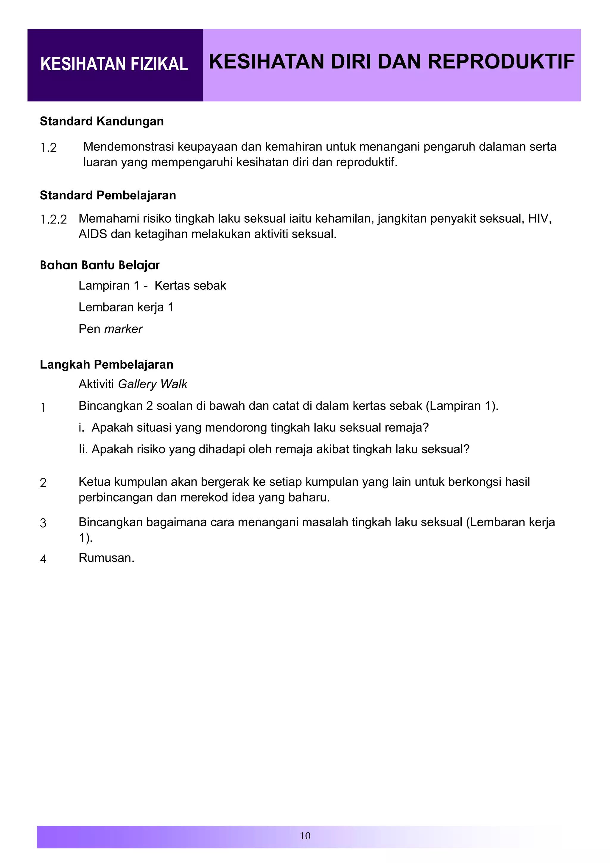 Panduan pengajaran pendidikan kesihatan kssr tahun 6 | PDF