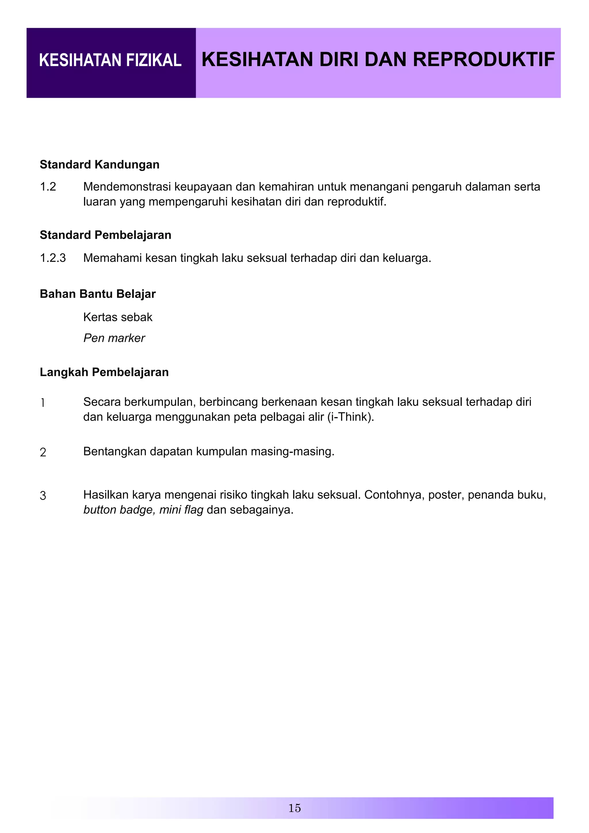 Panduan pengajaran pendidikan kesihatan kssr tahun 6 | PDF