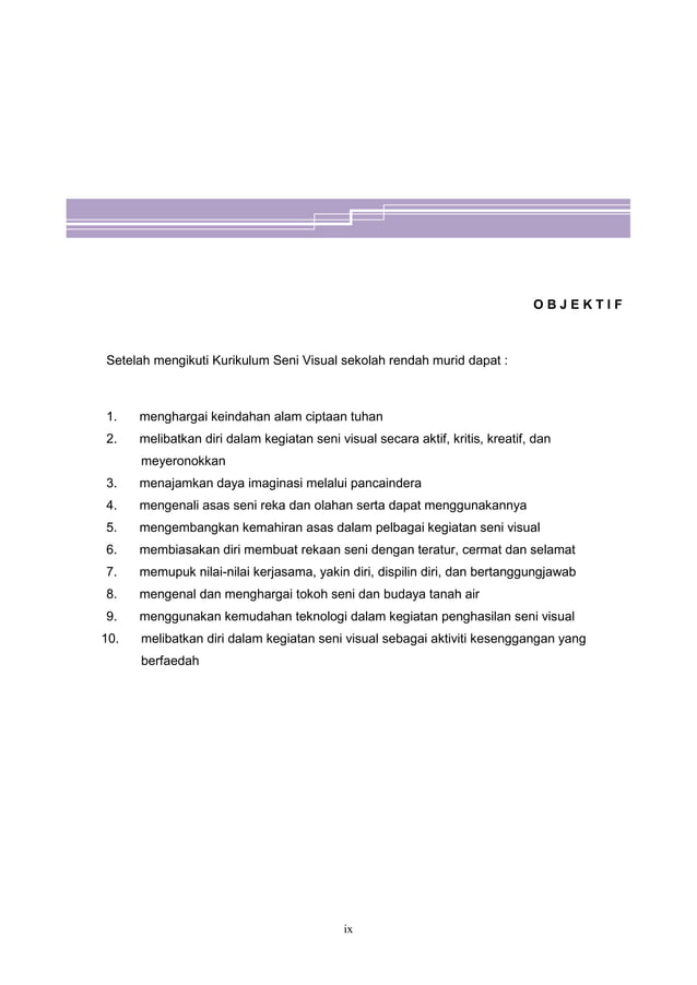 Panduan pengajaran seni visual tahun 1 | PDF