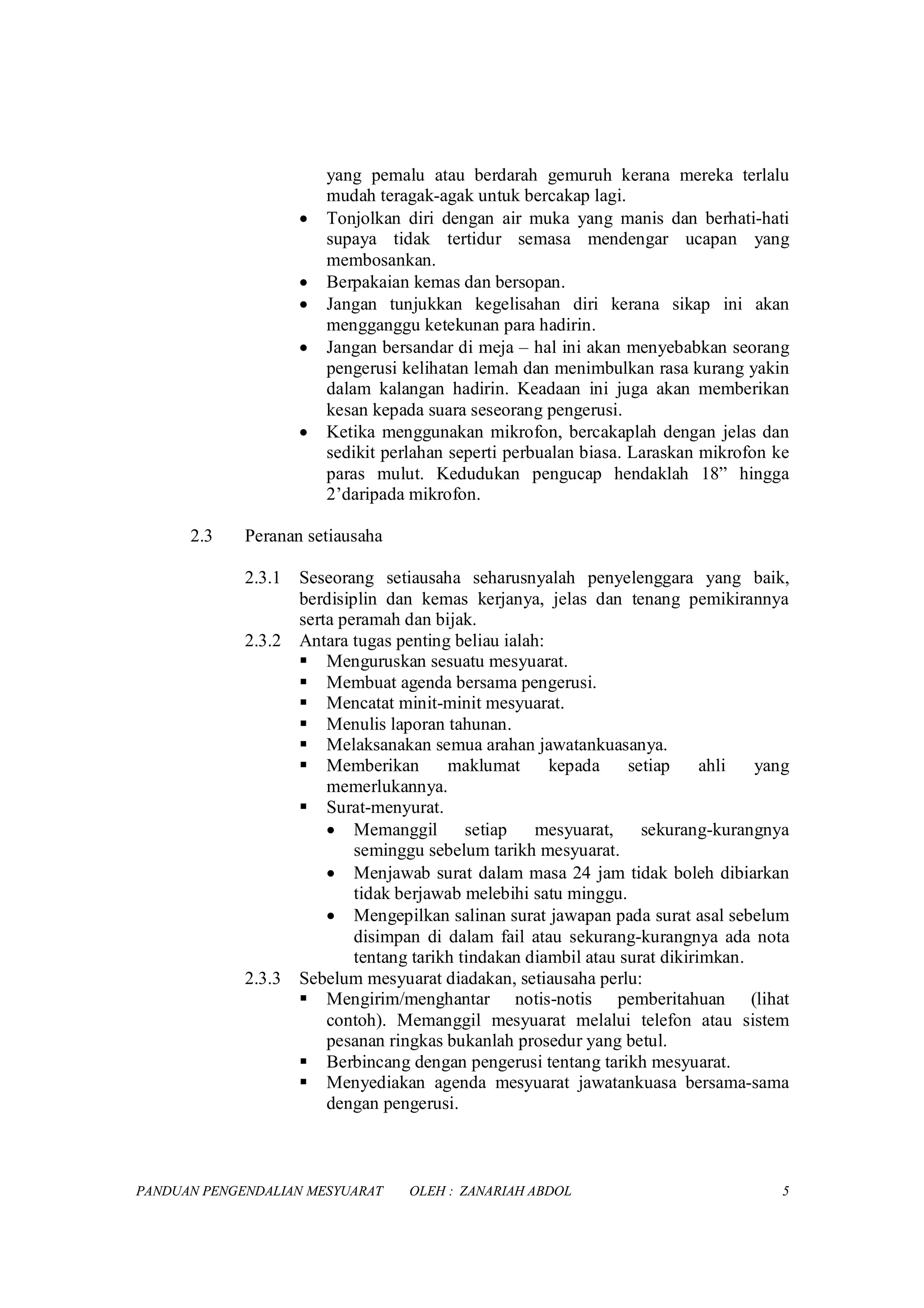 Panduan pengendalian mesyuarat | PDF