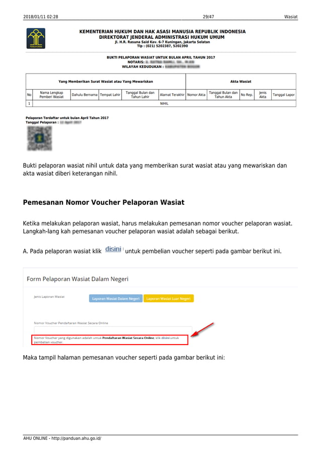 Panduan Penggunaan Aplikasi Wasiat | PDF