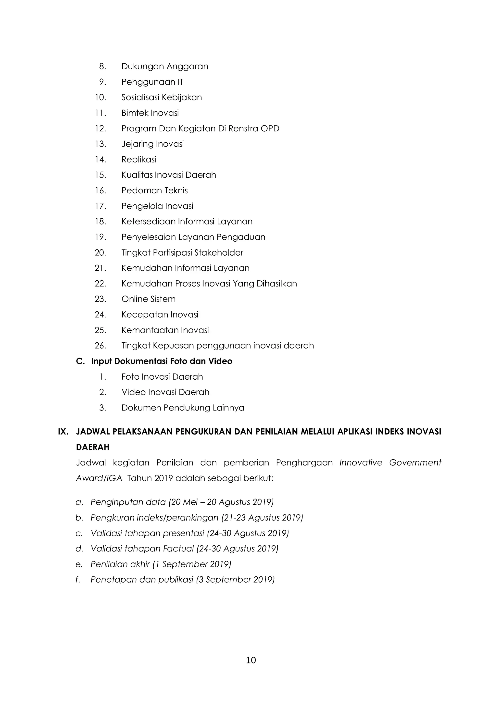 Panduan pengisian indeks inovasi daerah bappeda | PDF