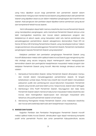 Panduan pengisian indeks inovasi daerah bappeda | PDF