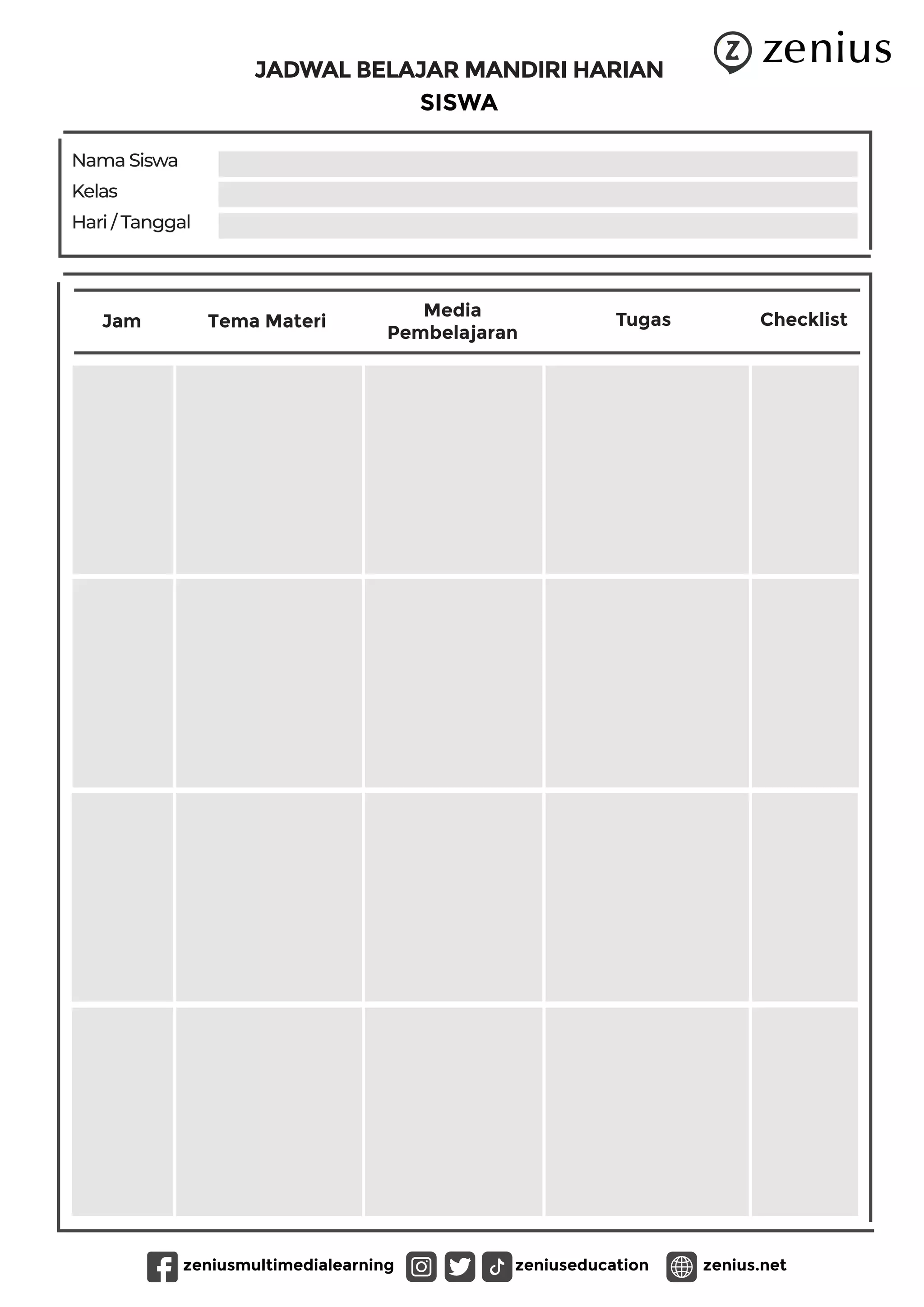 Panduan pengisian jadwal belajar mandiri siswa | PDF