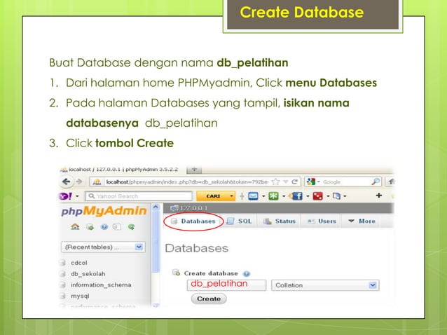 Panduan pengolahan database dengan phpmyadmin | PPTX