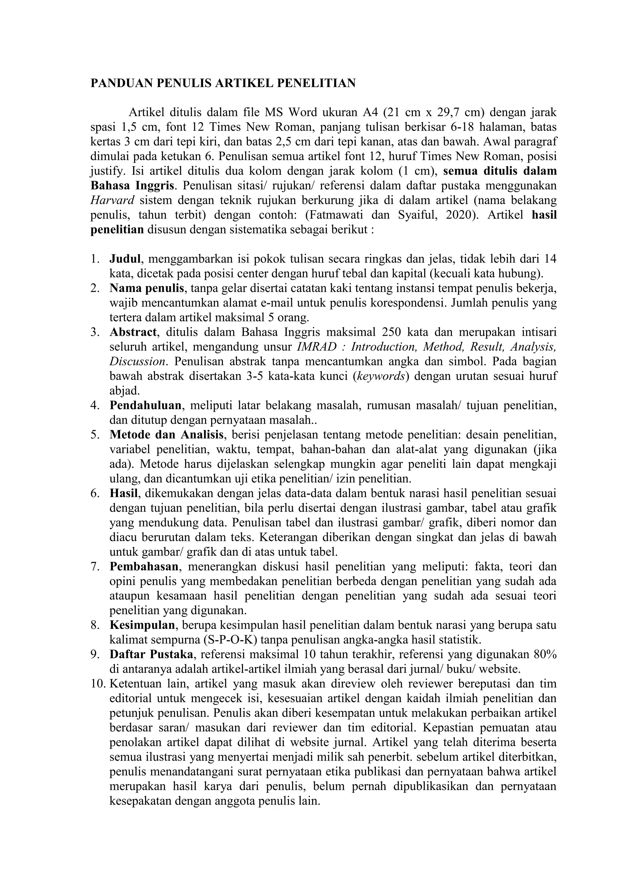 Panduan Penulisan dan template jurnal.doc