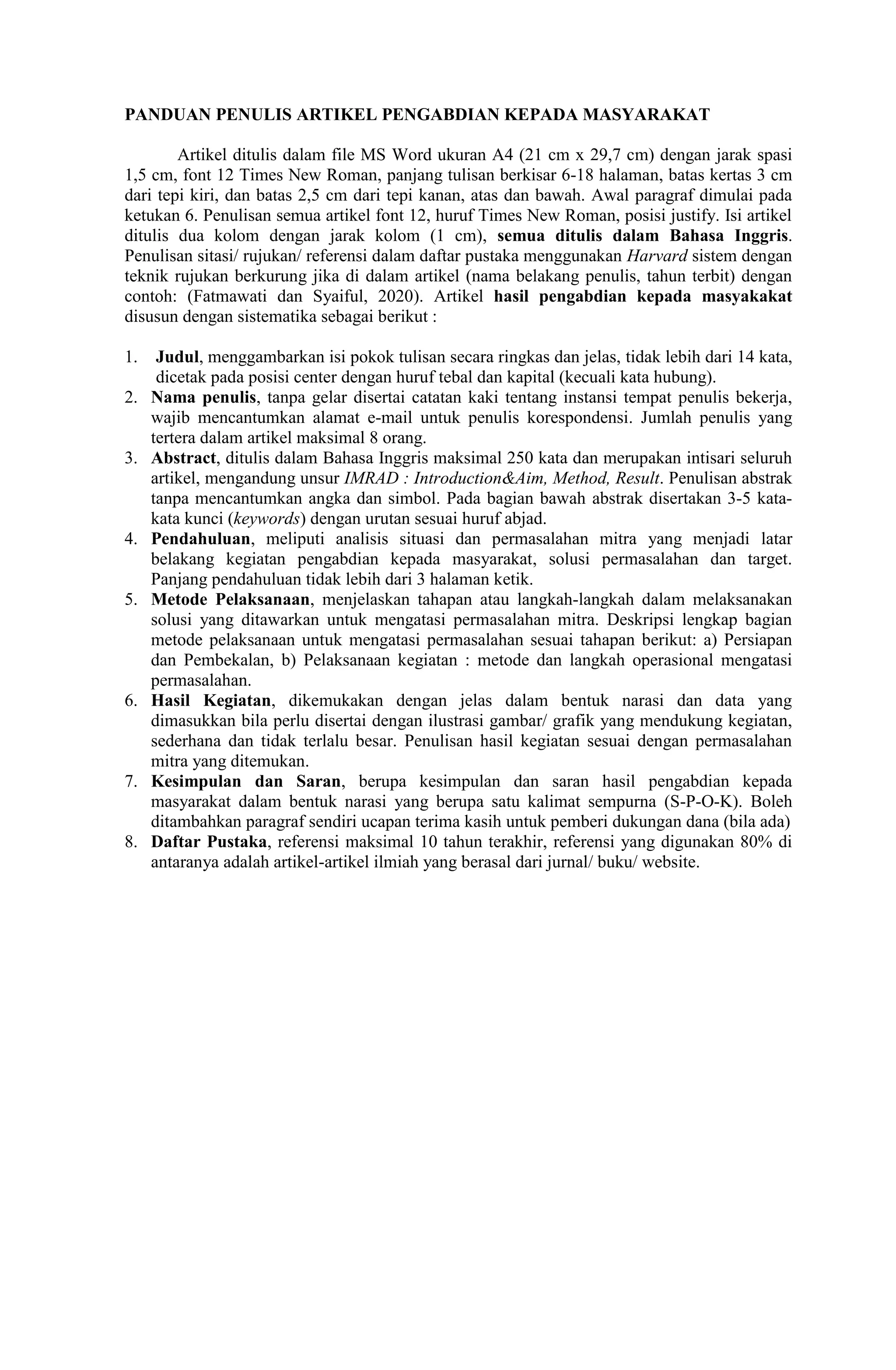 Panduan Penulisan dan template jurnal.doc