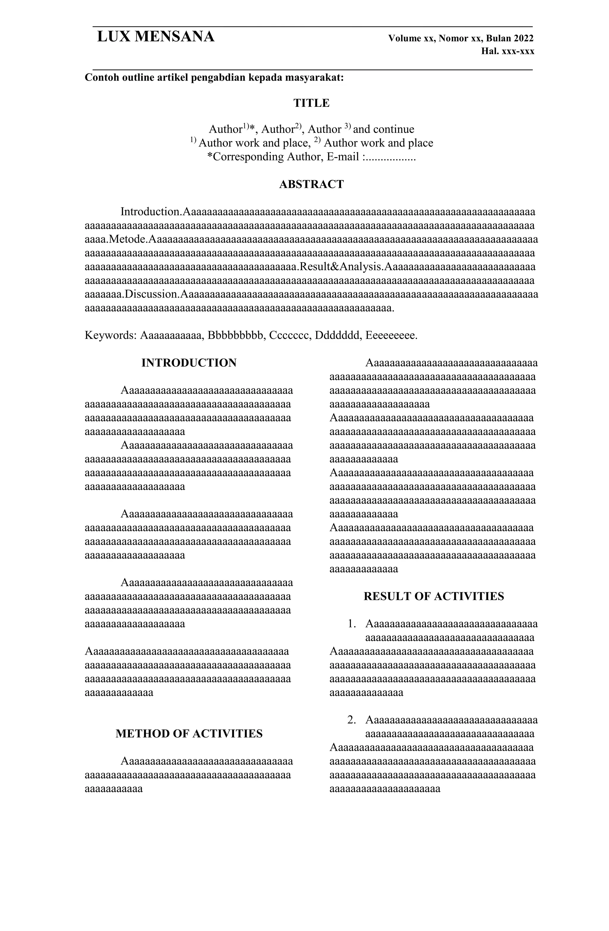 Panduan Penulisan dan template jurnal.doc