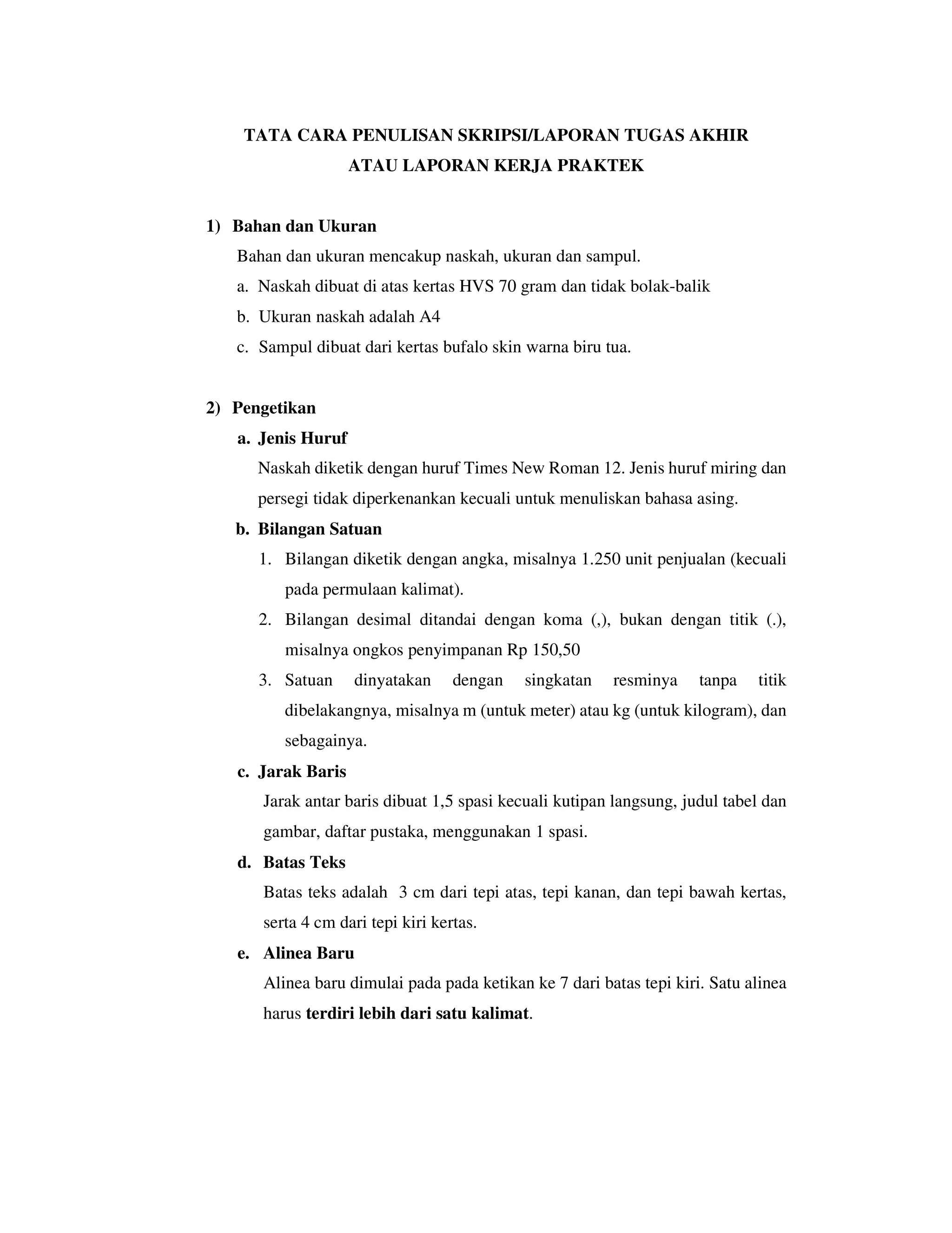 Panduan Penulisan Laporan Kerja Praktek | PDF