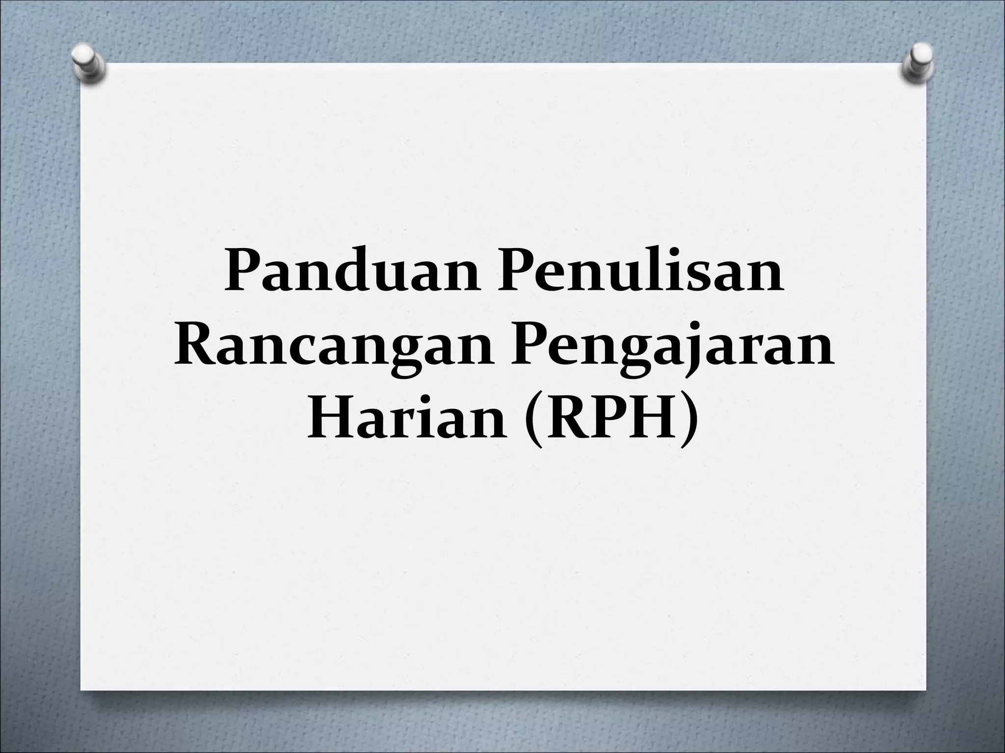 Panduan penulisan rph | PDF