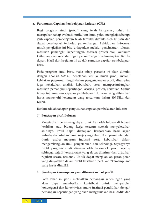 Panduan penyusunan kurikulum pt ok | PDF