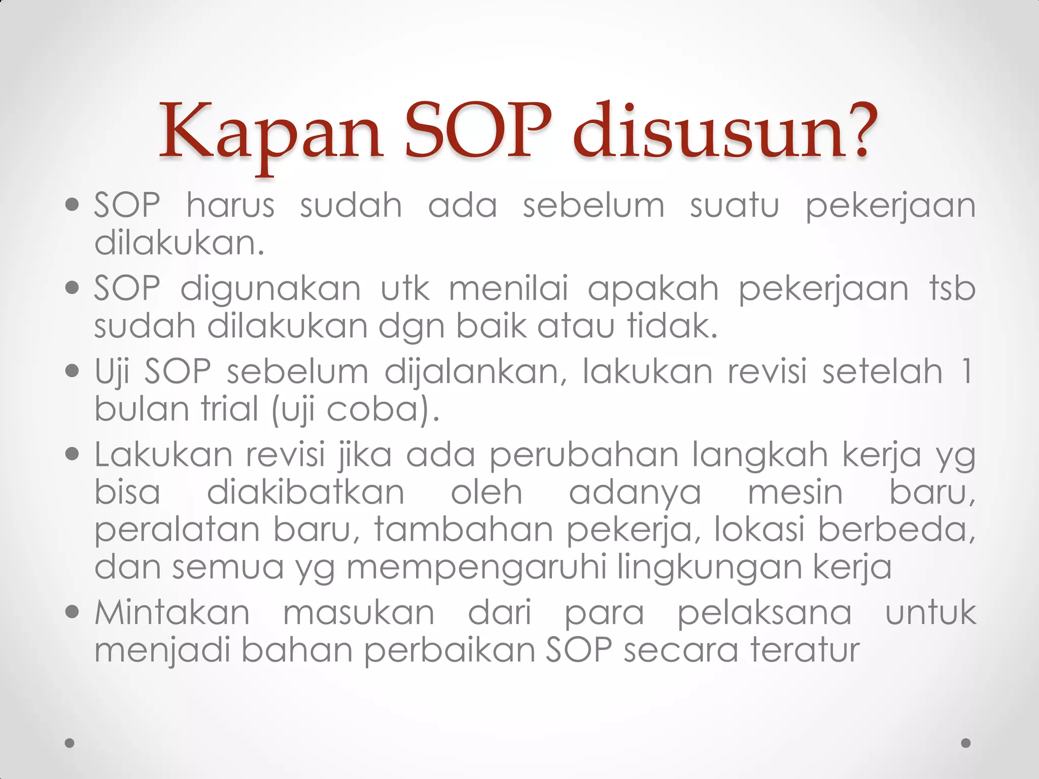 Panduan Penyusunan SOP | PDF