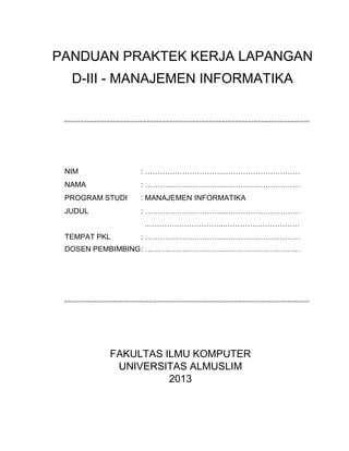 Panduan PKL Manajemen Informatika tahun 2013 | PDF