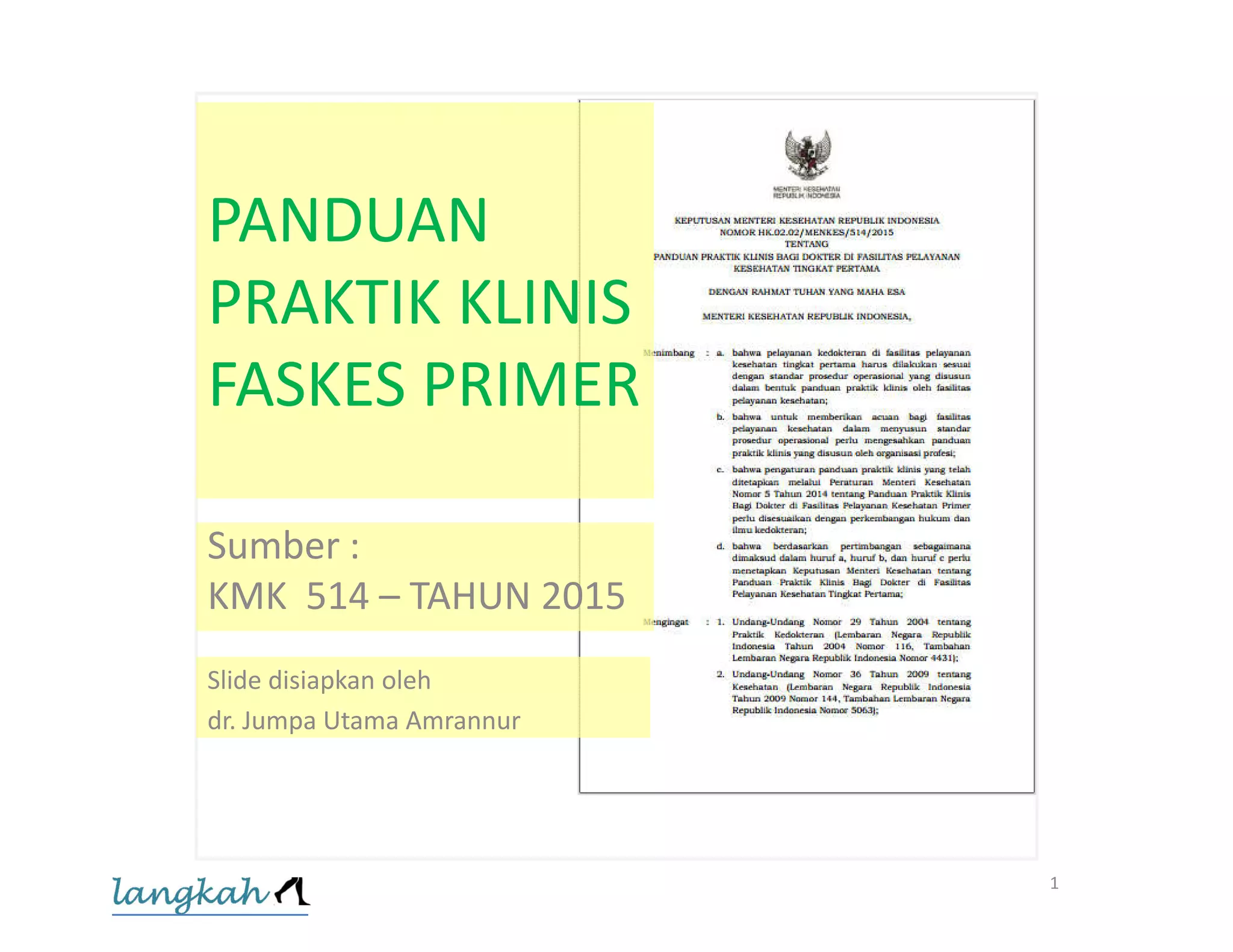 Panduan Praktik Klinis Dokter Faskes 1 | PDF