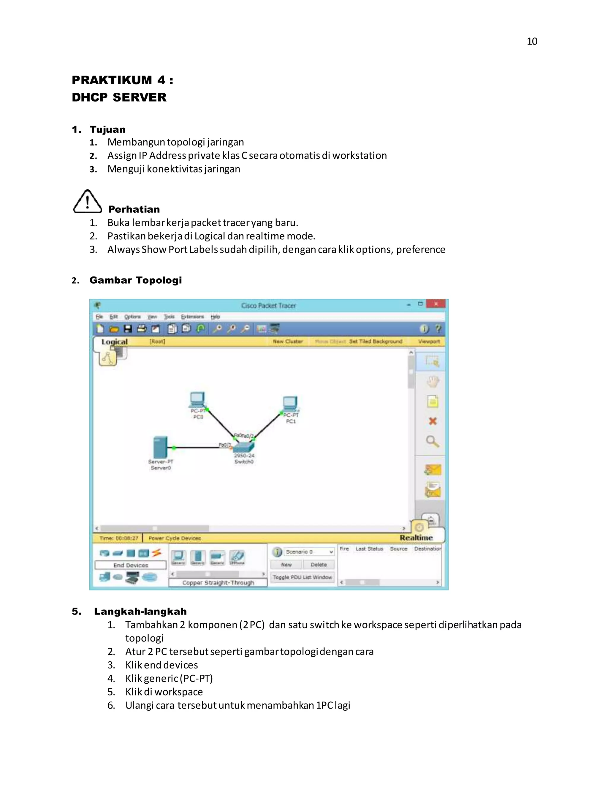 Panduan praktikum jaringan & packet tracer | DOCX