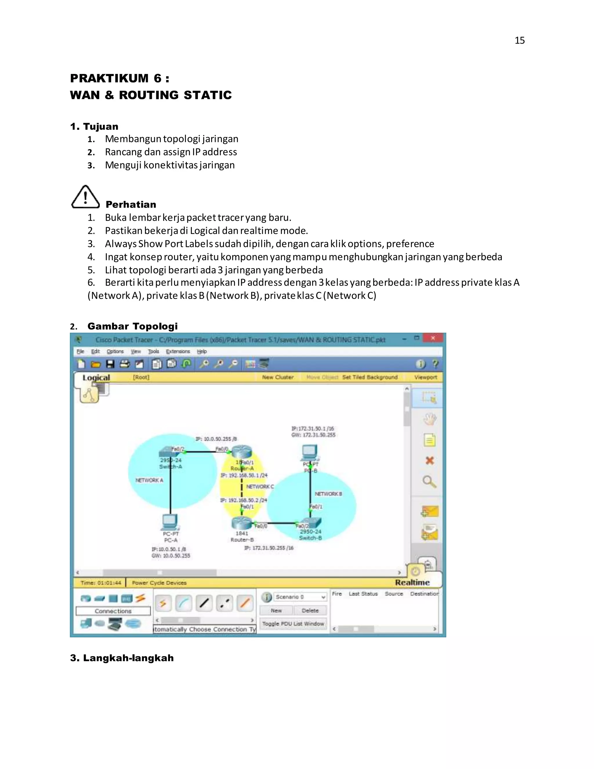 Panduan praktikum jaringan & packet tracer | DOCX