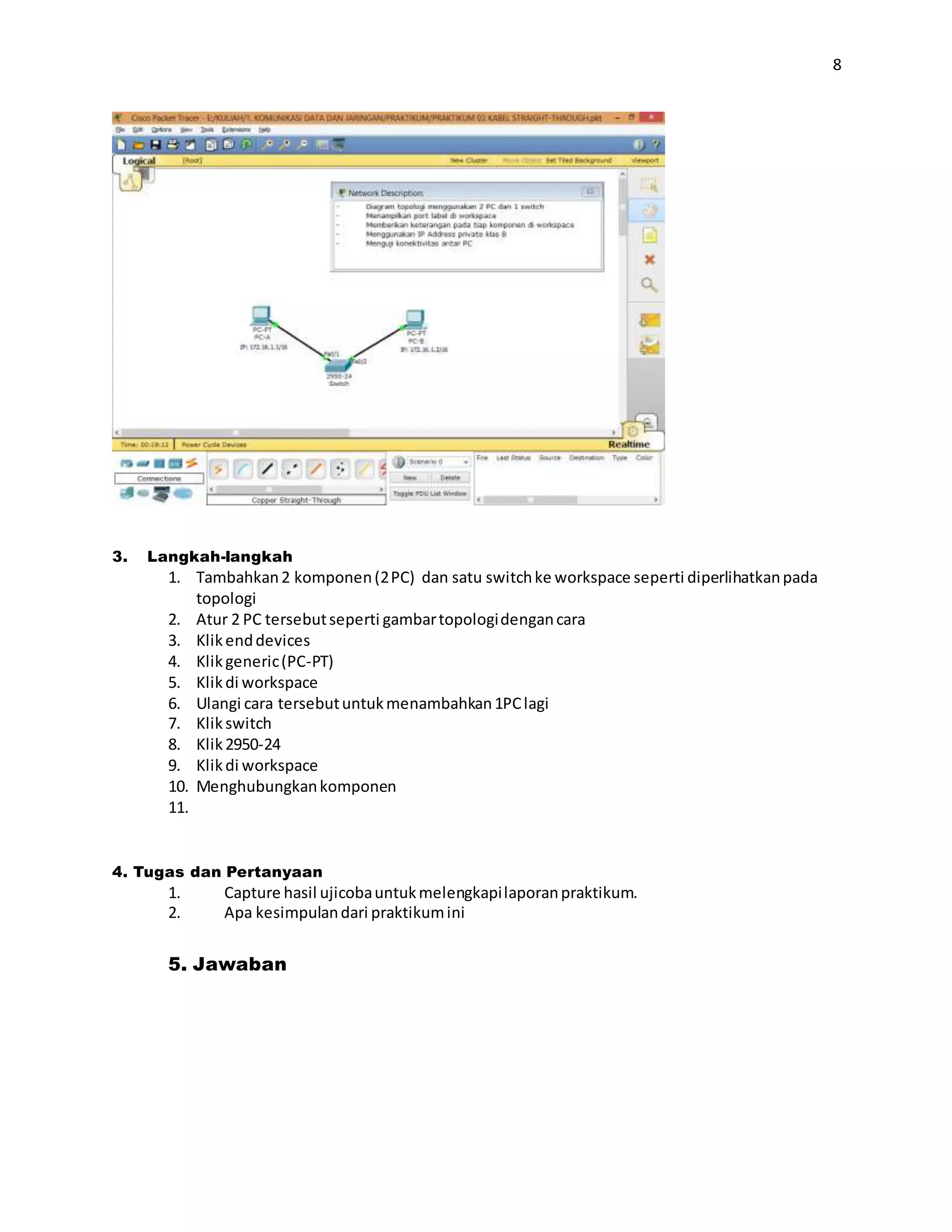 Panduan praktikum jaringan & packet tracer | DOCX