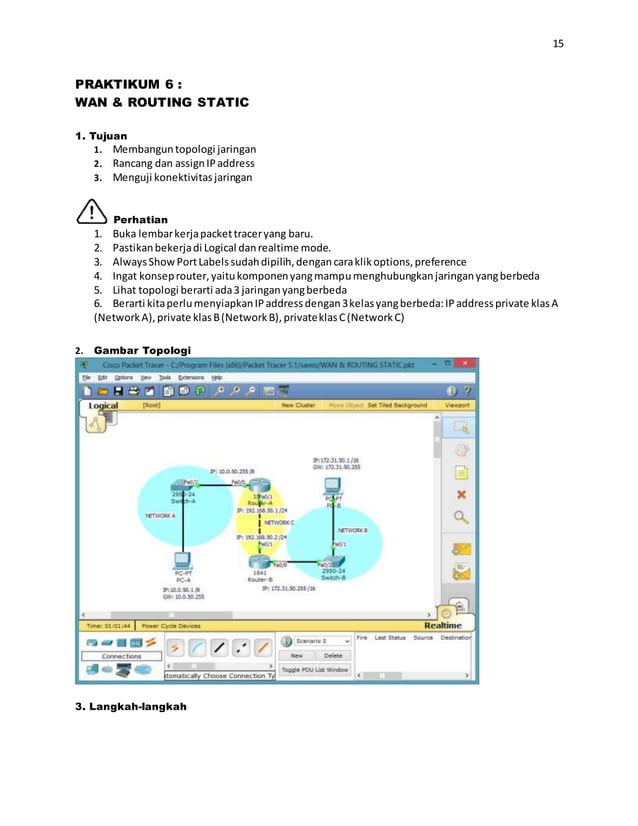 Panduan praktikum jaringan & packet tracer | DOCX