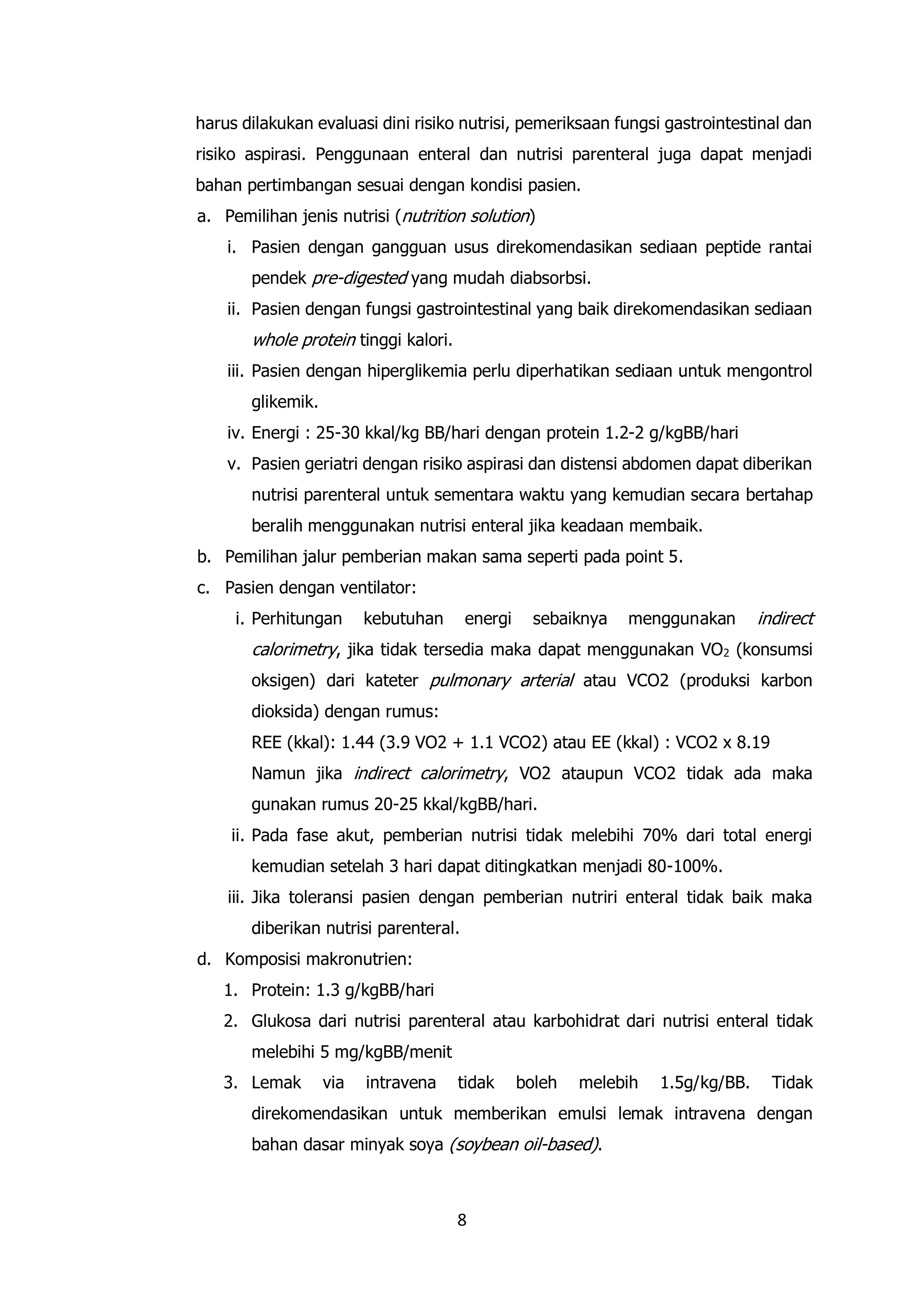 Panduan praktis penatalaksanaan nutrisi covid19 PDGKI | PDF