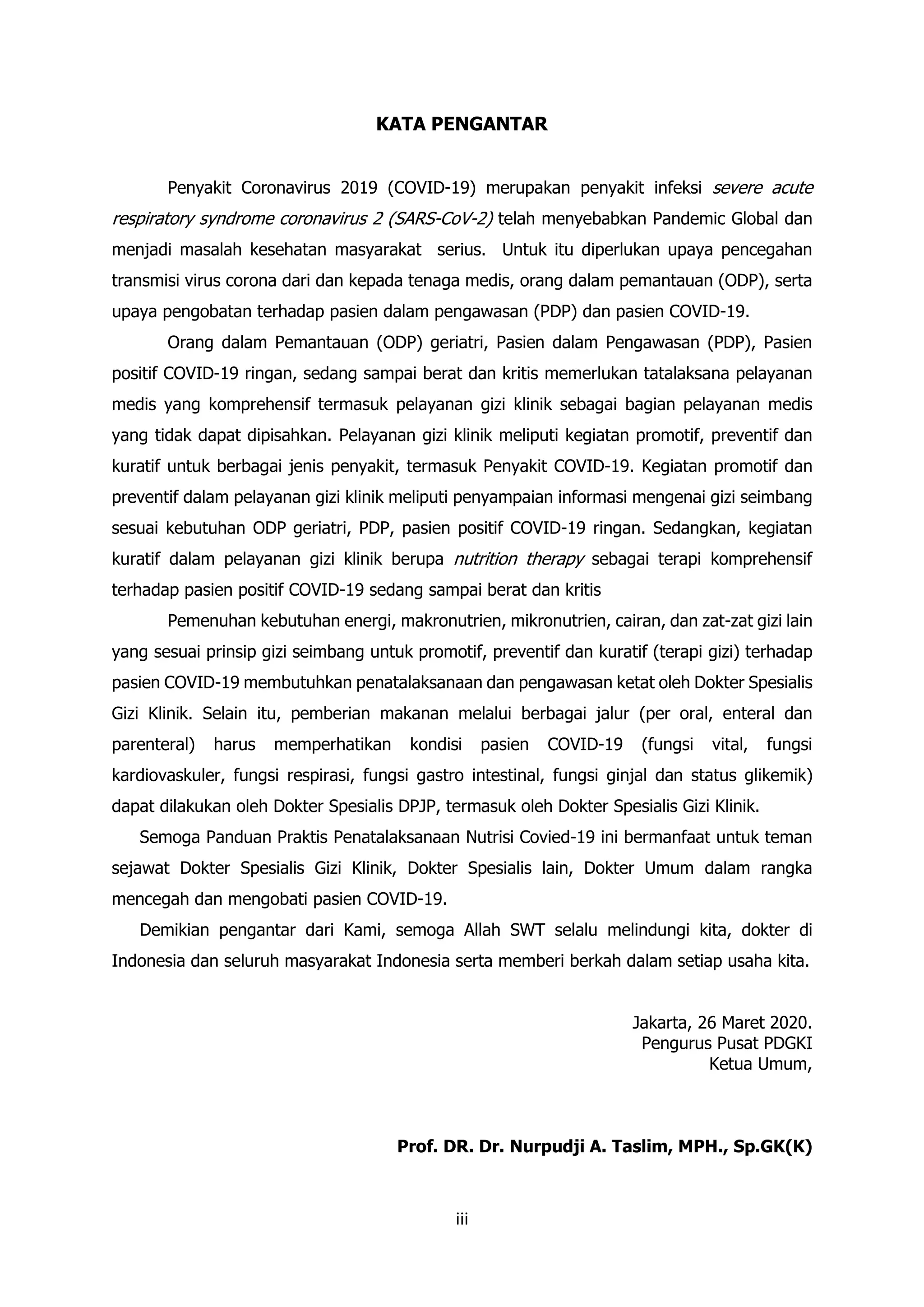 Panduan praktis penatalaksanaan nutrisi covid19 PDGKI | PDF