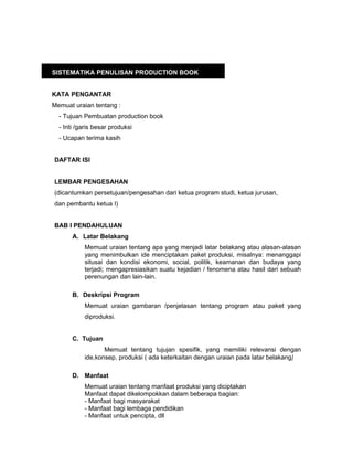 PANDUAN PRODUCTION BOOK By Miss Astrid | DOC