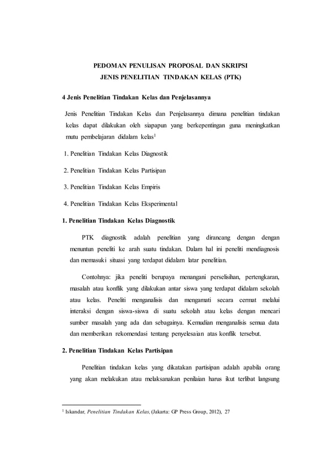 Panduan proposal dan skripsi ptk | PDF