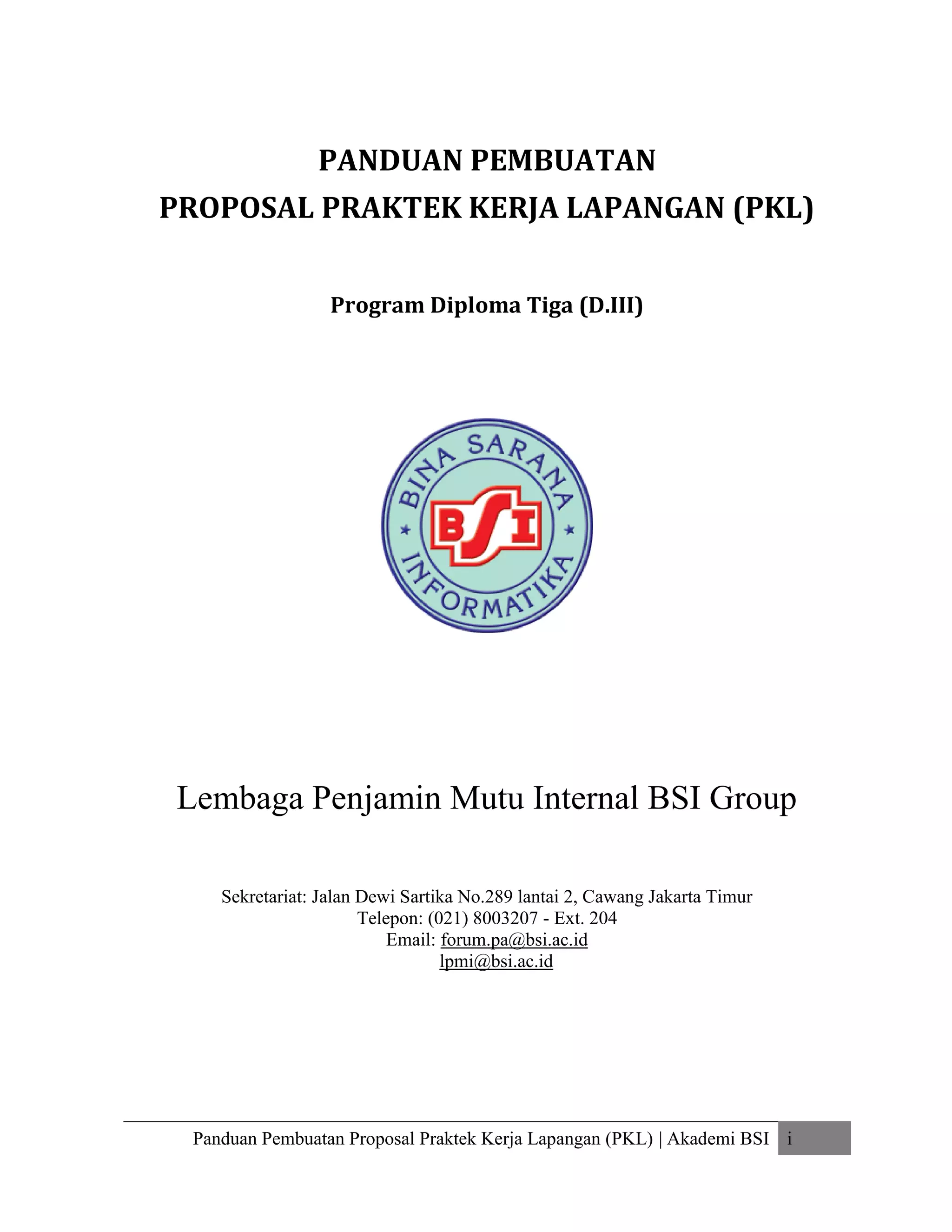 Panduan proposal pkl bsi 2015 | PDF