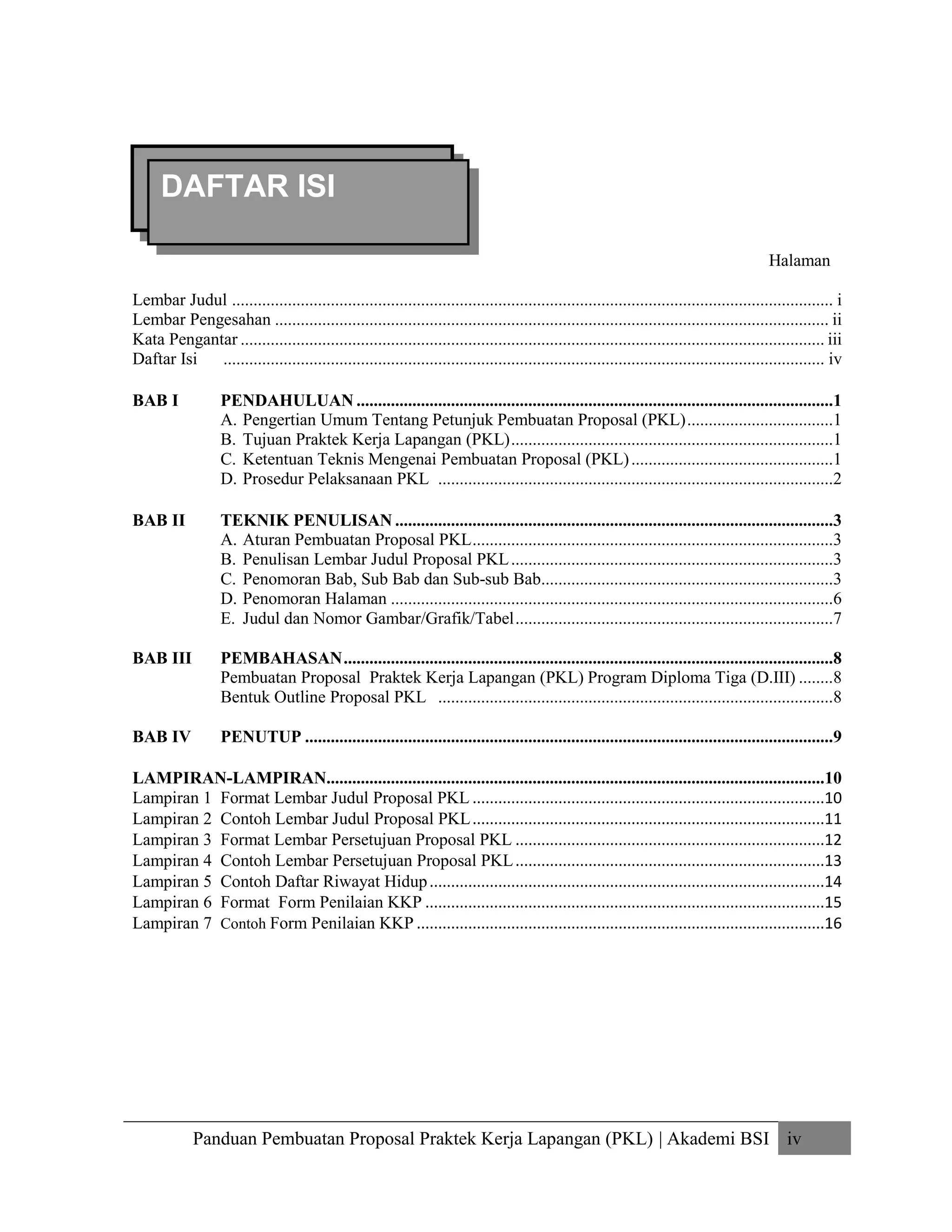 Panduan proposal pkl bsi 2015 | PDF