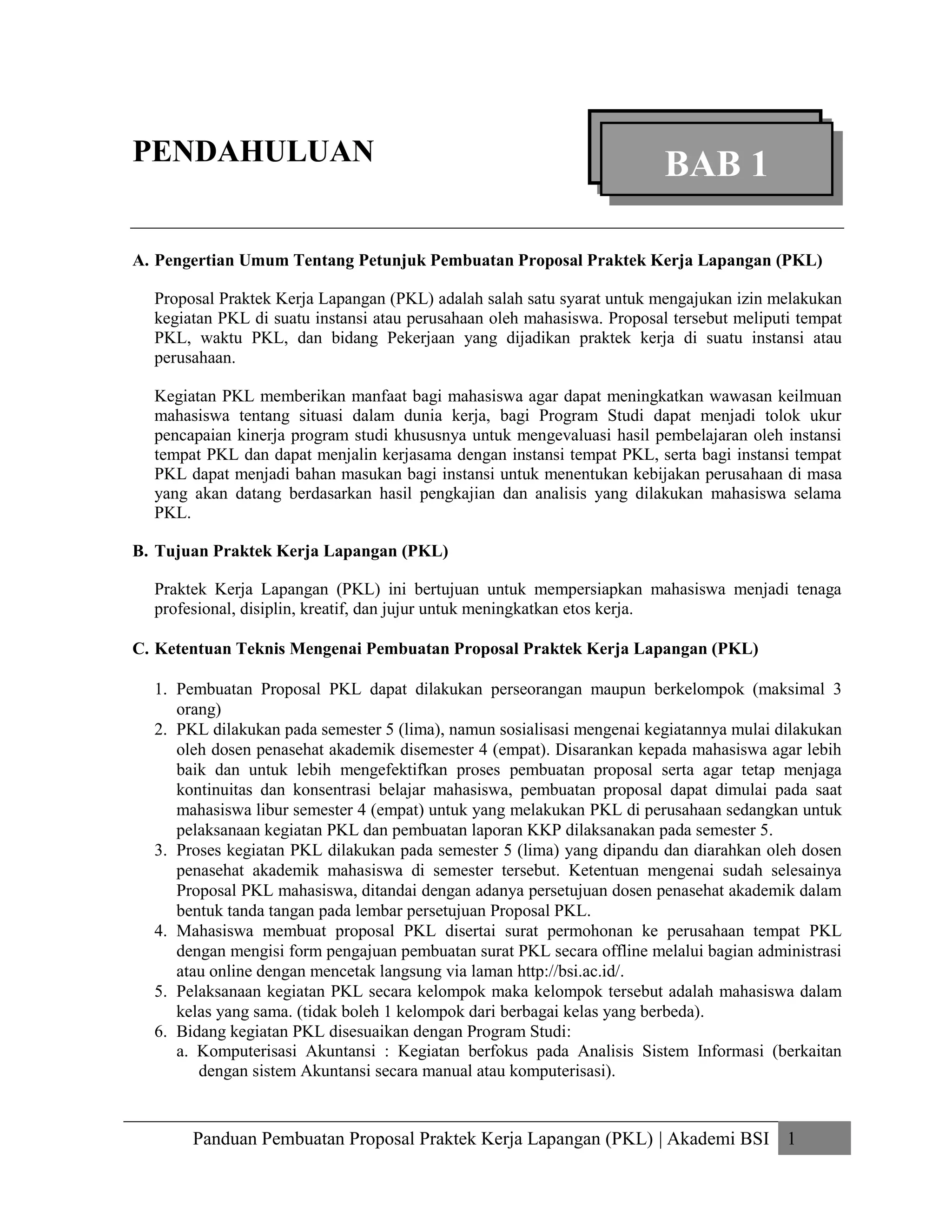 Panduan proposal pkl bsi 2015 | PDF