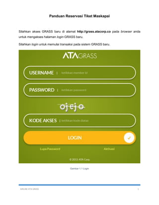 Panduan reservasi tiket dengan sistem ATA CORP | PDF