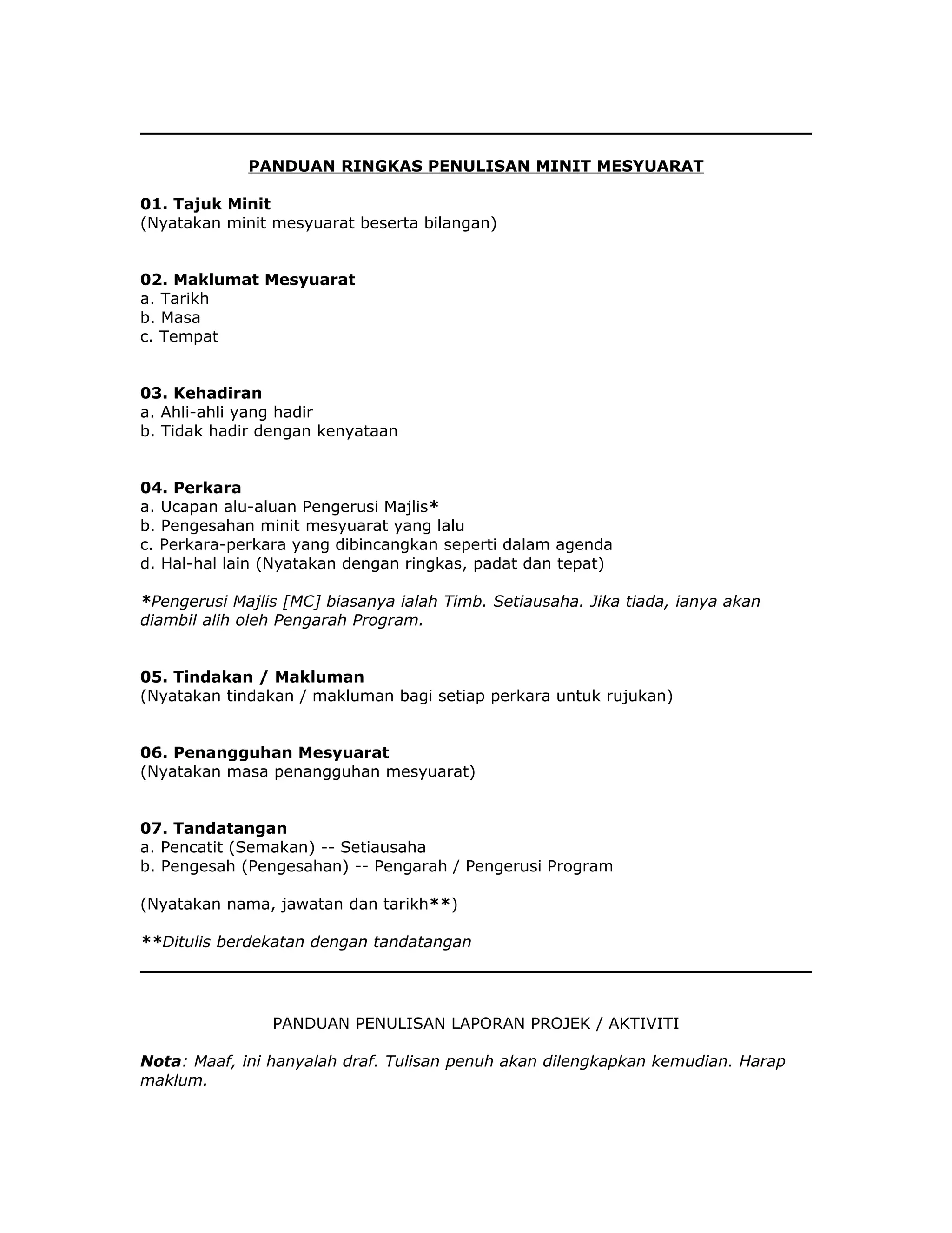 Panduan ringkas menulis kertas kerja | DOC