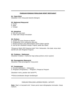 Panduan ringkas menulis kertas kerja | DOC