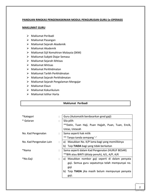 Panduan Ringkas Modul Pengurusan Guru Edisi 1 | PDF