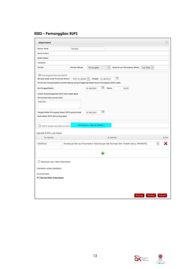 Sarana Pelaporan Elektronik Terintegrasi - SPE IDXnet | PDF
