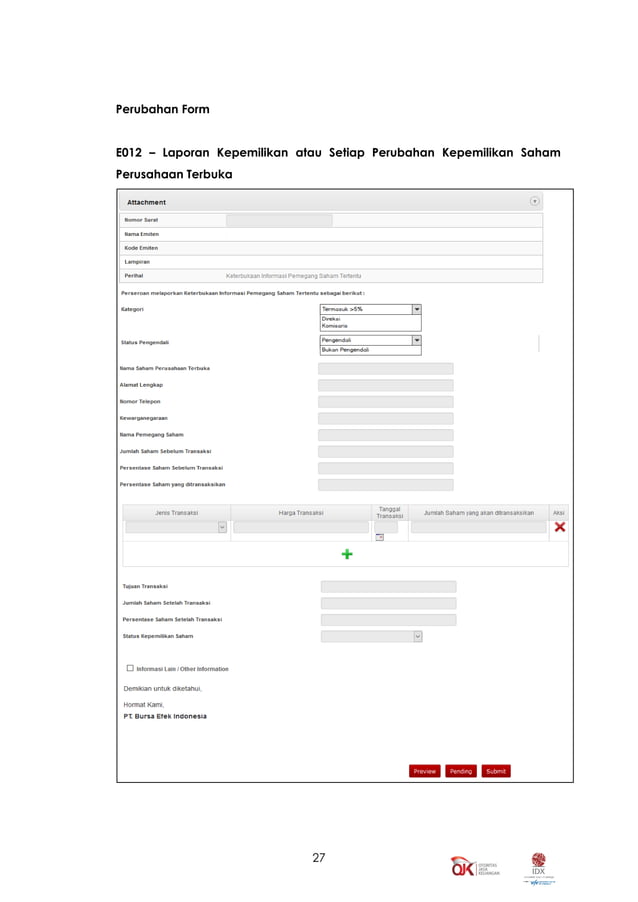 Sarana Pelaporan Elektronik Terintegrasi - SPE IDXnet | PDF