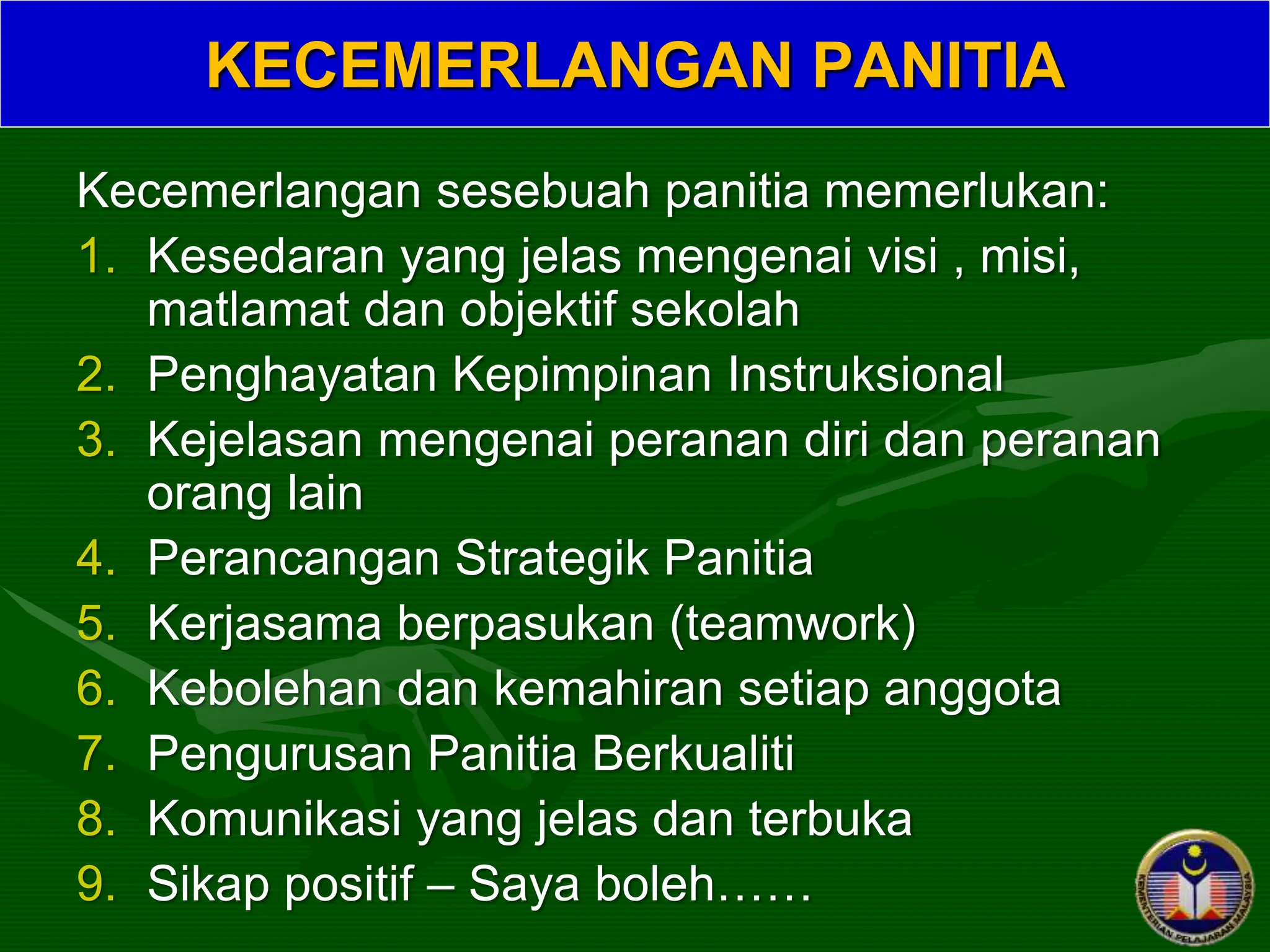 PANDUAN RINGKAS PENGURUSAN PANITIA BAGI RUJUKAN UNIT KURIKULUM ...